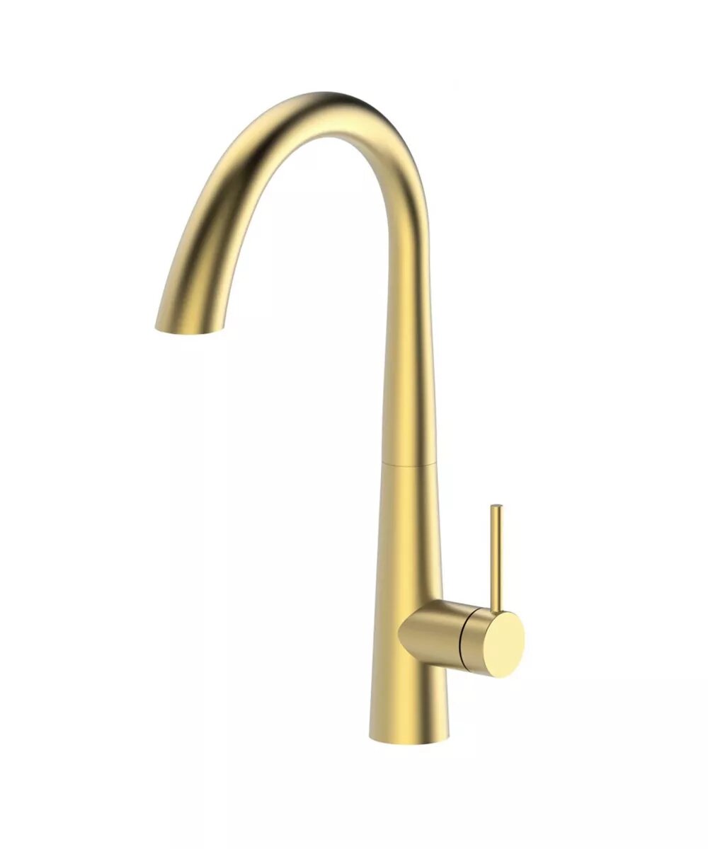 Смеситель однорычажный для кухонной мойки Vieir V15058-S из латуни, матовое покрытие, золотистый