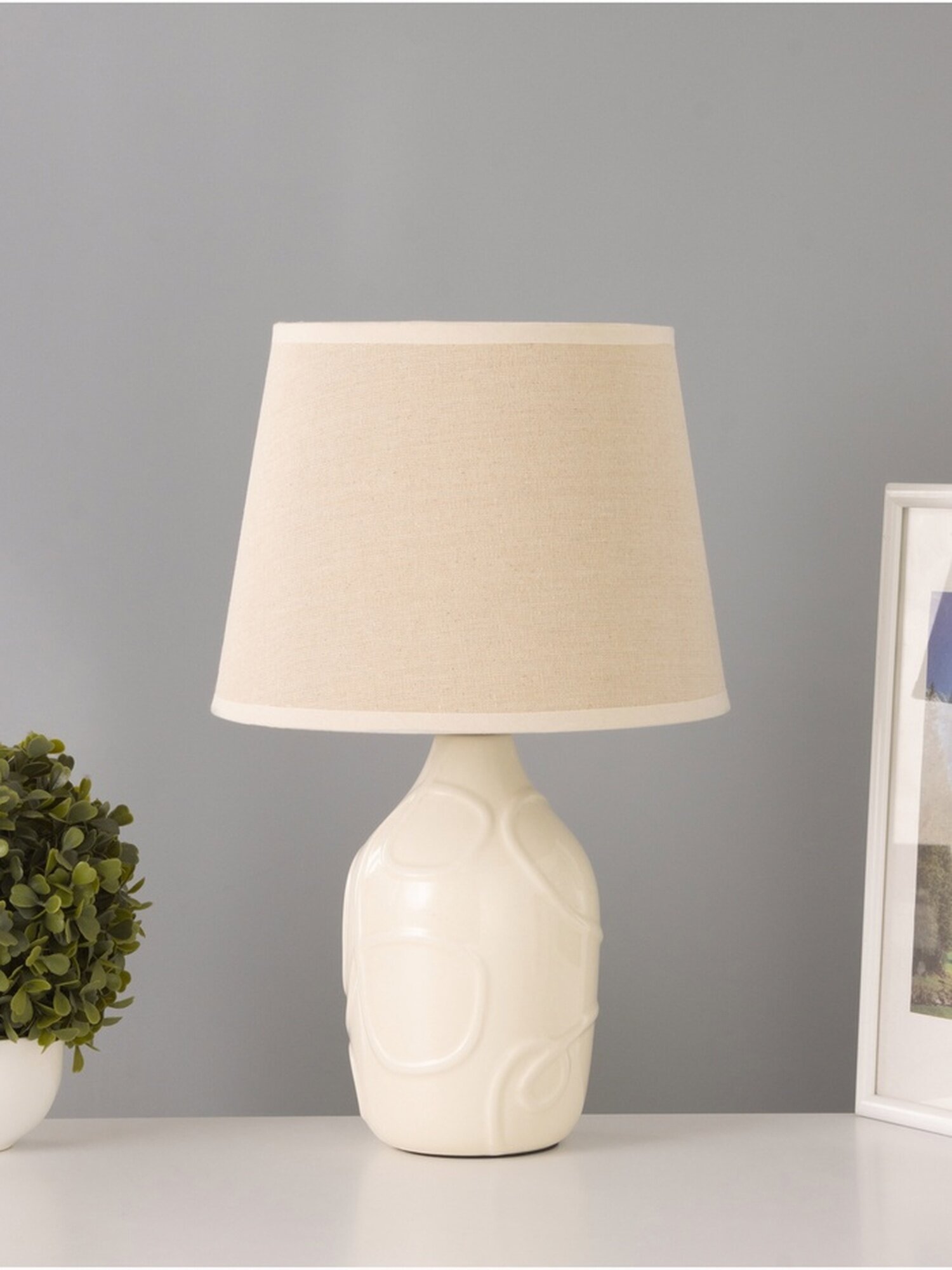 Настольная лампа RISALUX "Линии", керамика, E14, 15 Вт, бежевая