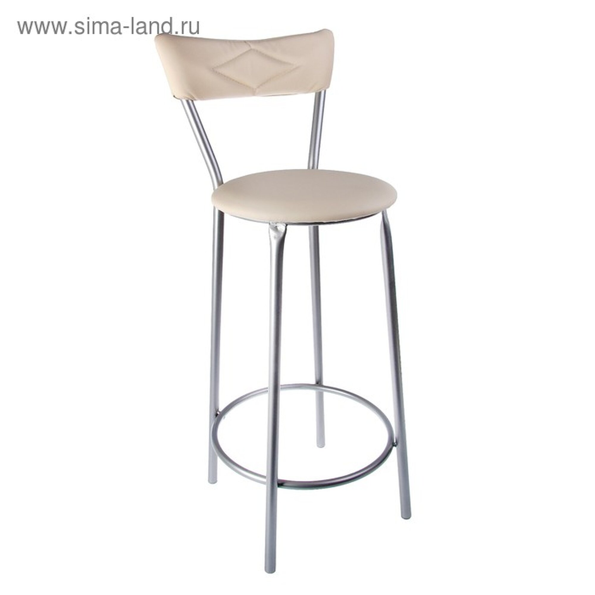 Барный стул Клик Мебель, с мягкой спинкой и сиденьем, металл, искусственная кожа, бежевый