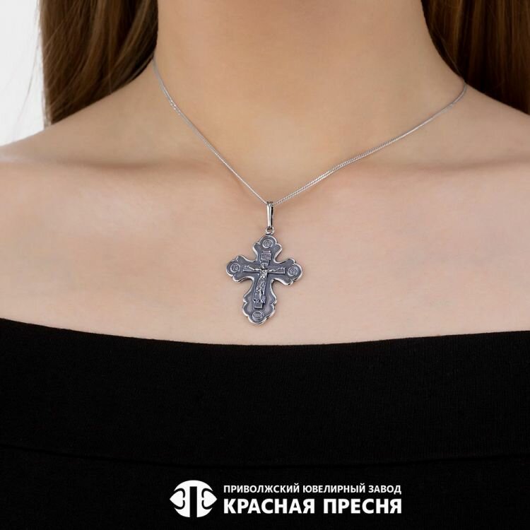 Крестик, серебро, 925 проба, оксидирование