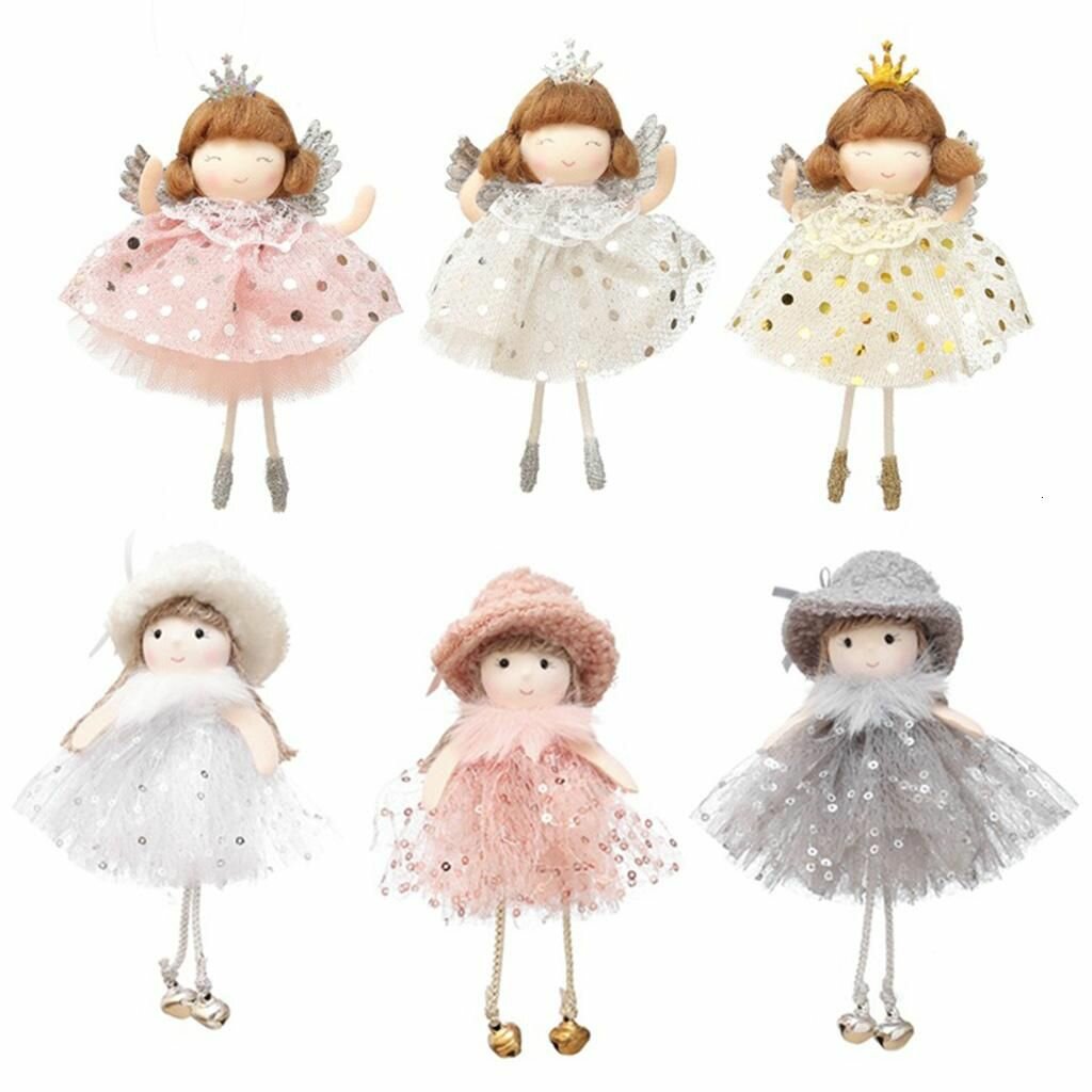 1 комплект из 6 предметов, рождественская подвеска в виде куклы-ангела с сердечком для девочек