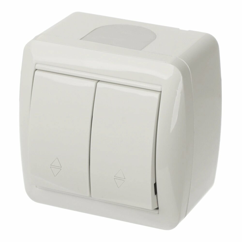 Выключатель TDM ELECTRIC "Селигер", проходной, двухклавишный, IP44, белый