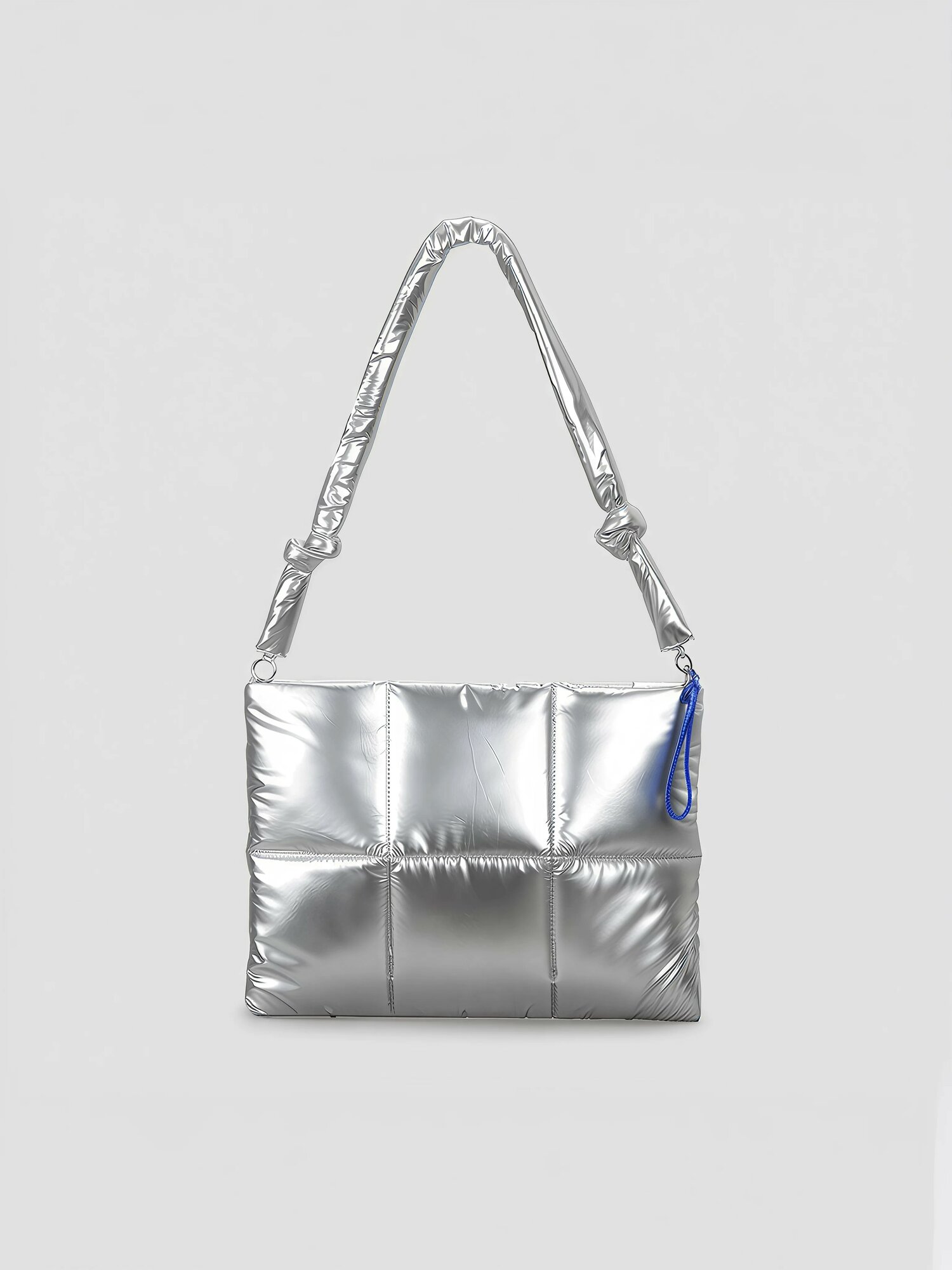 Мягкая стеганая сумка чехол для ноутбука на длинном ремешке 13.3-14 дюймов, металлик