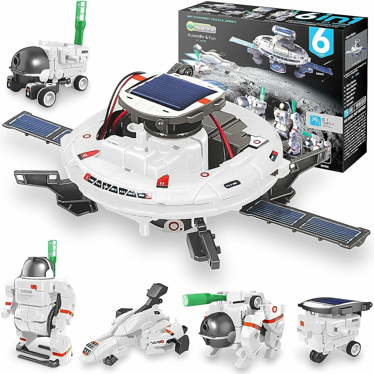 Космический робот 6 в 1, сборная игрушка-головоломка с солнечной батареей