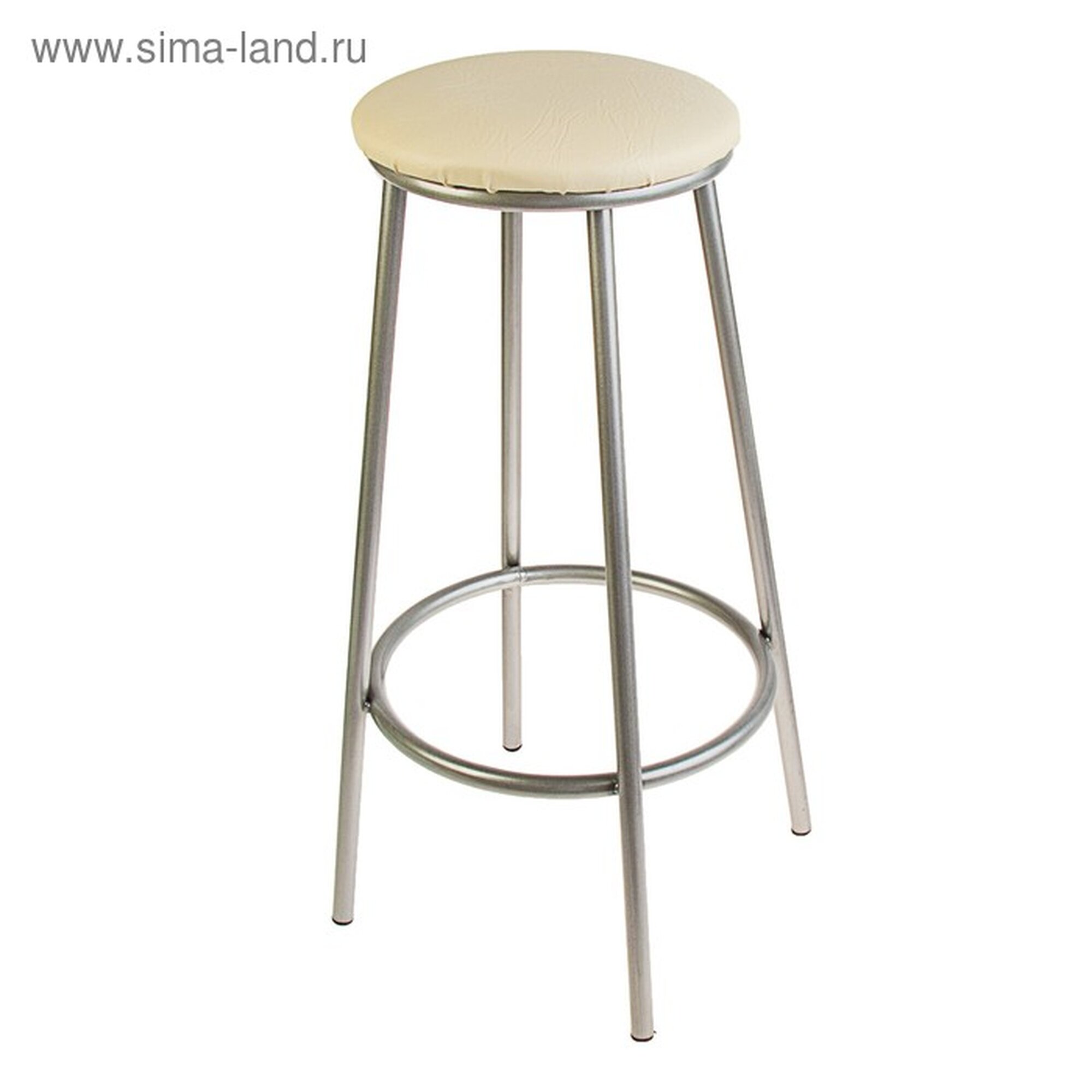Табурет барный "Высокий", Серебристый металлик/Молочный 3680349