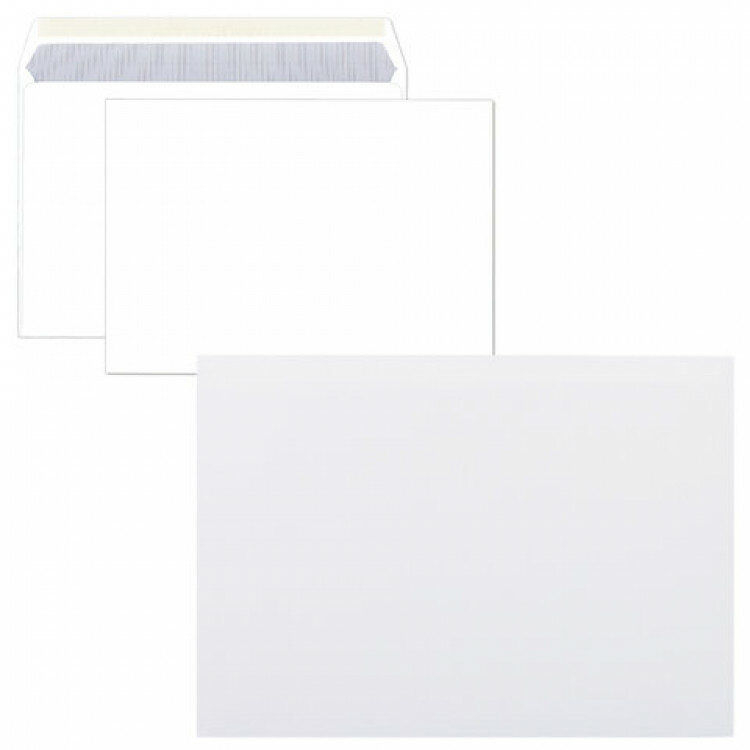 Конверты С4 (229х324 мм), клей, 90 г/м2, комплект 50 шт, внутренняя запечатка, STAFF, 116571