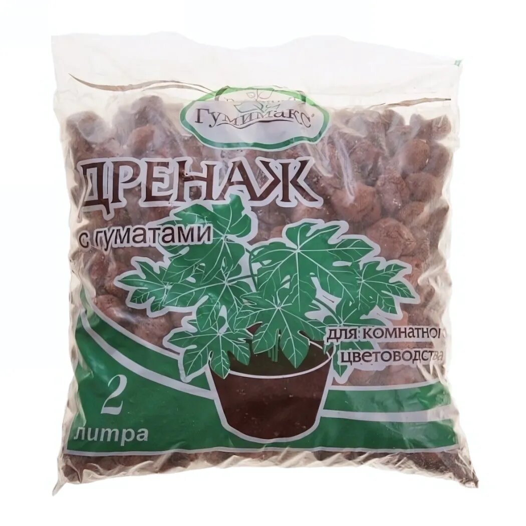 Дренаж с гуматами 2 л для комнатного цветоводства, коричневый, универсальный