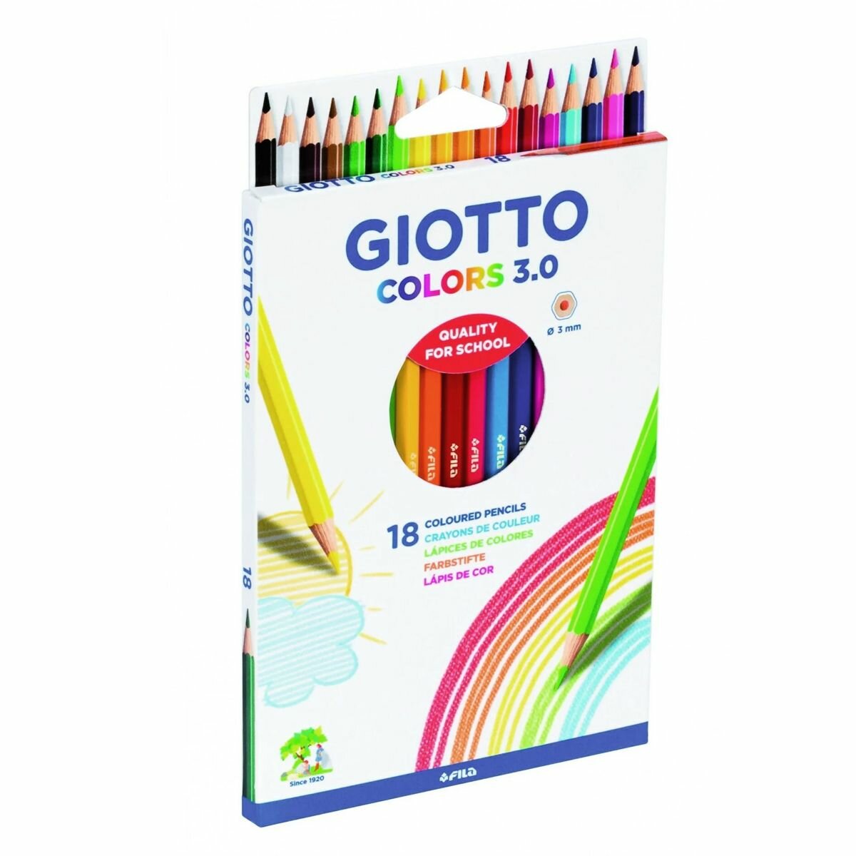 Карандаши цветные деревянные "Giotto" COLORS 3.0 заточенный 18 цветов F277800