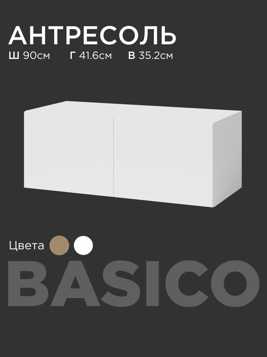 Антресоль BASICO 900/416 открывание от нажатия. Белый