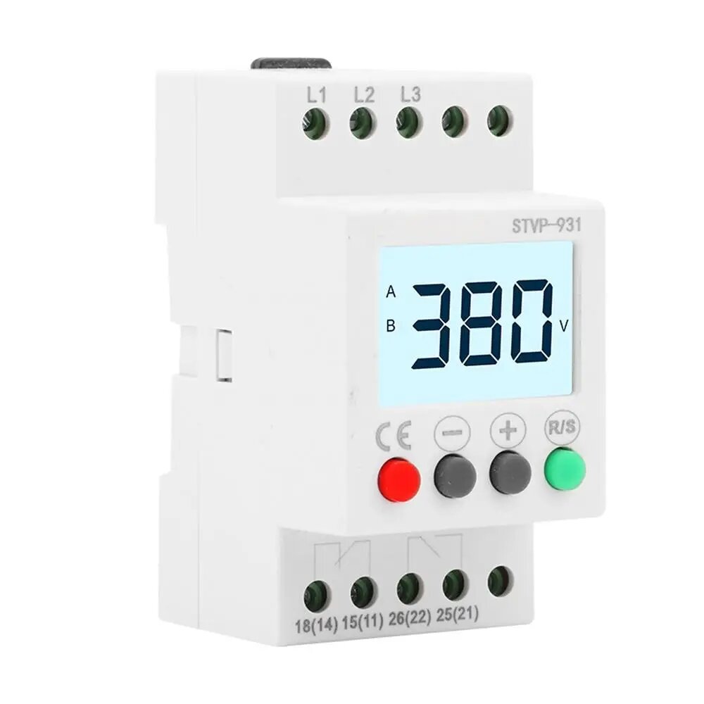 STVP-931 380 В переменного тока, трехфазное устройство защиты от перенапряжения и пониженного напряжения, релейный выключатель защиты последовательности фаз