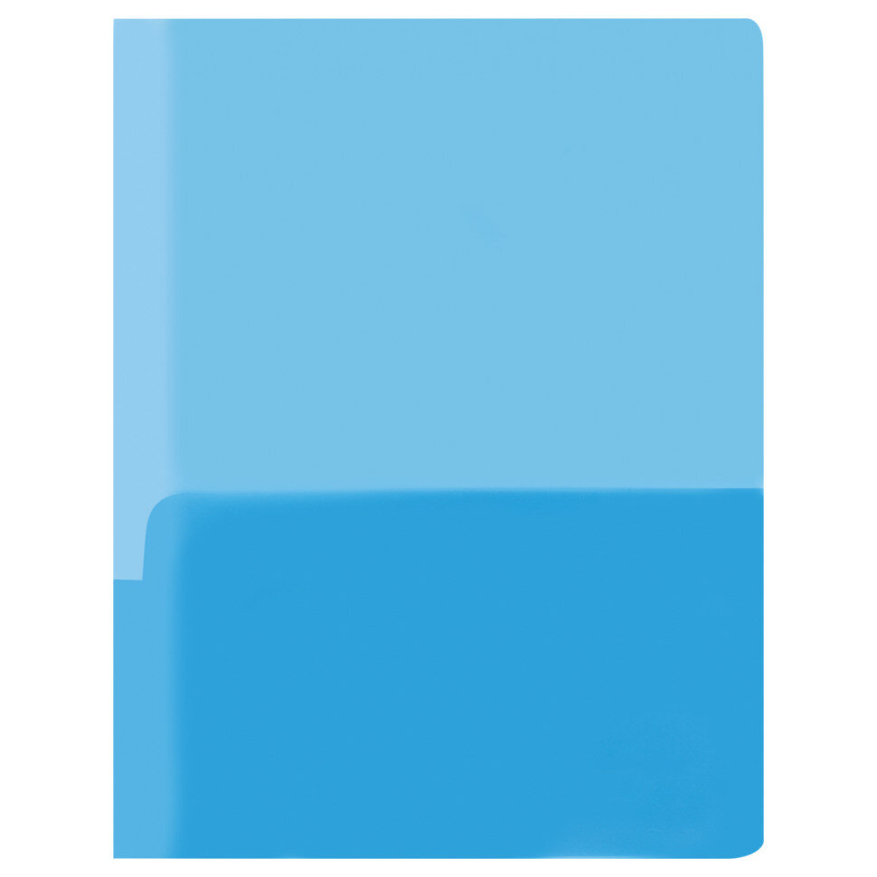 Папка-уголок СТАММ А4, 180мкм, 2 внутренних кармана, прозрачная синяя, 10 штук, 381081