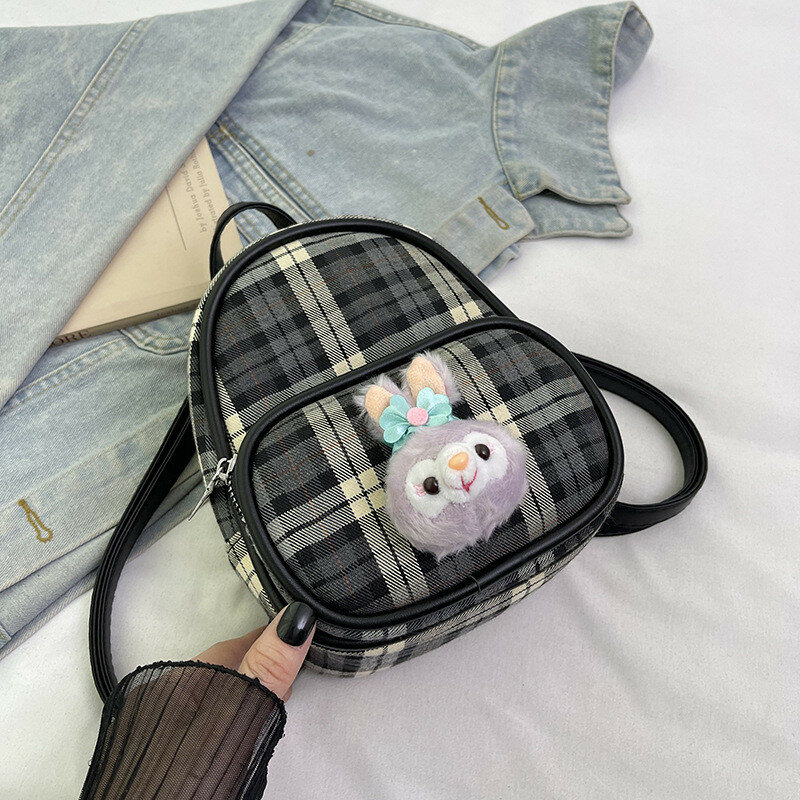 Сумка shelliemay duffy простая клетчатая легкая холщовая с раздельным дизайном для повседневной школы и покупок черная