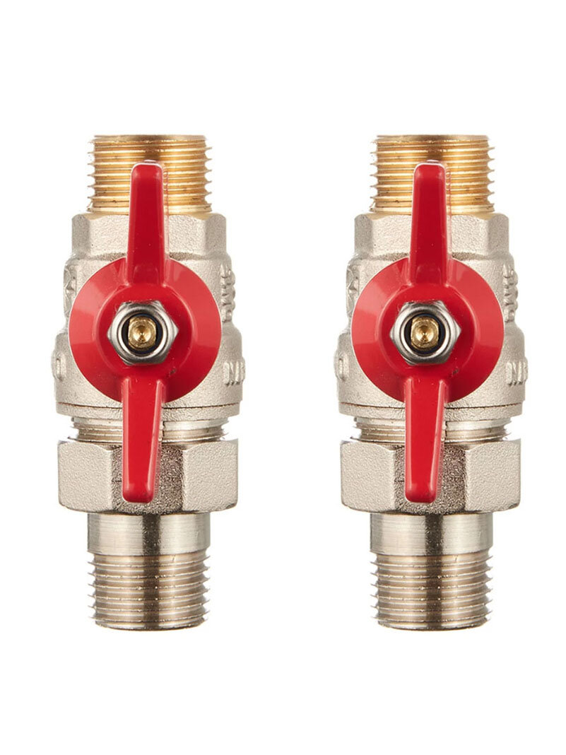 Кран шаровой латунный Base 1/2 НР(ш) х 1/2 НР(ш) бабочка с полусгоном прямой (2 шт.)