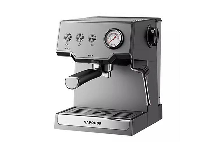 Кофемашина эспрессо полуавтоматическая SAPOUDR EC25, серый, с паровым молочником