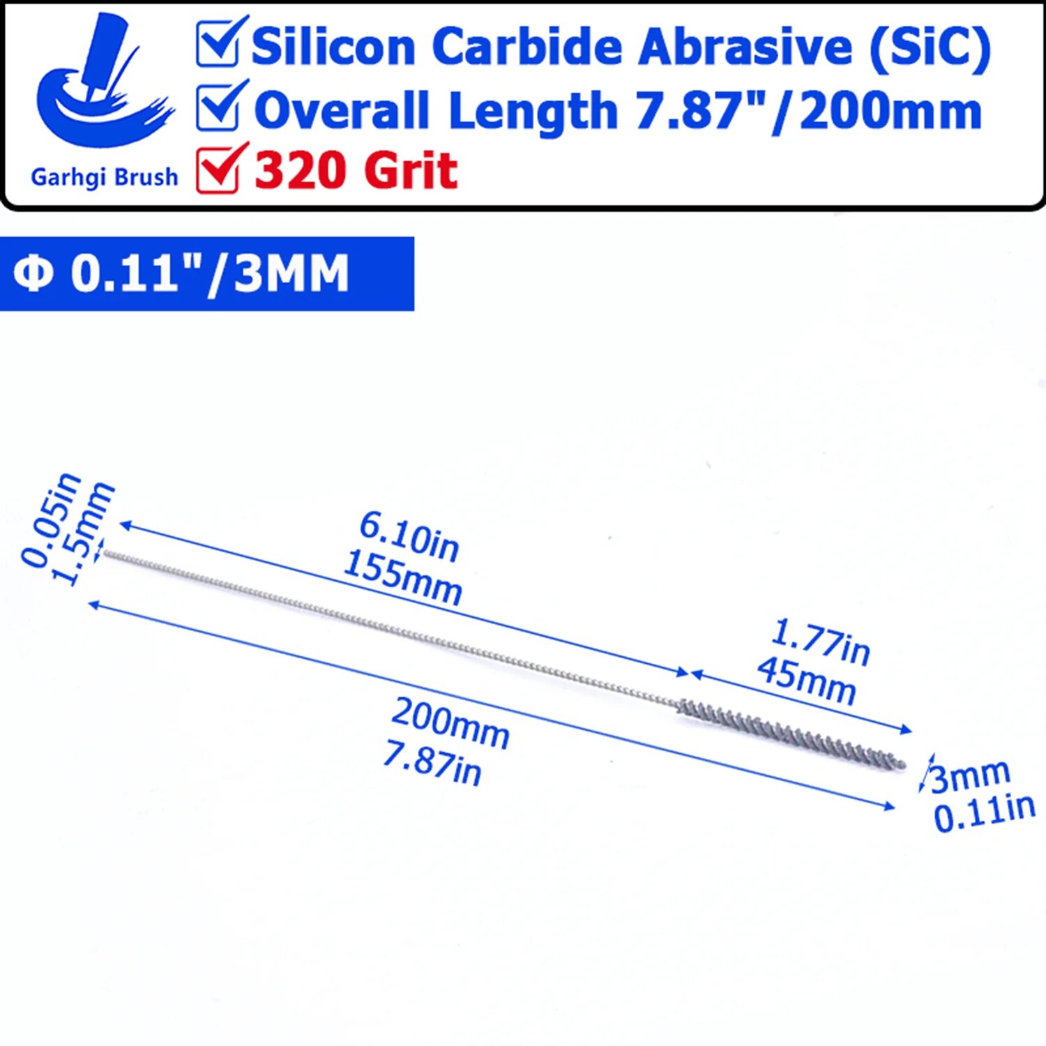 Щетка для хонинга Garhgi 320 Grit, 7.87"