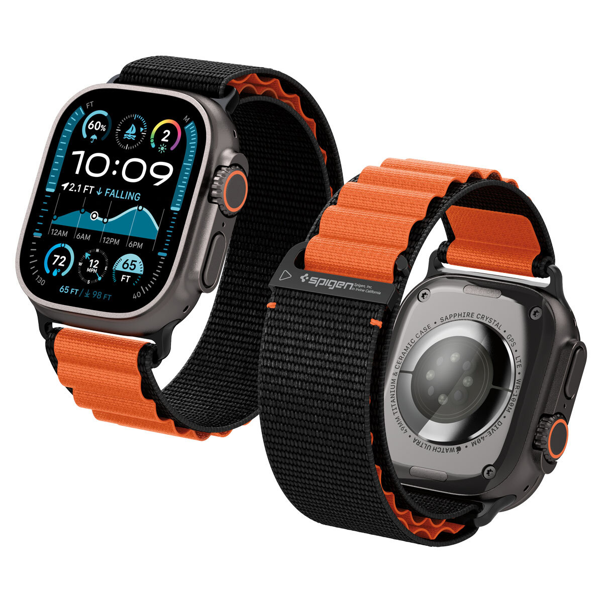 Ремешок Spigen WBF1 Band для Apple Watch 44/45/46/49mm Black/Orange