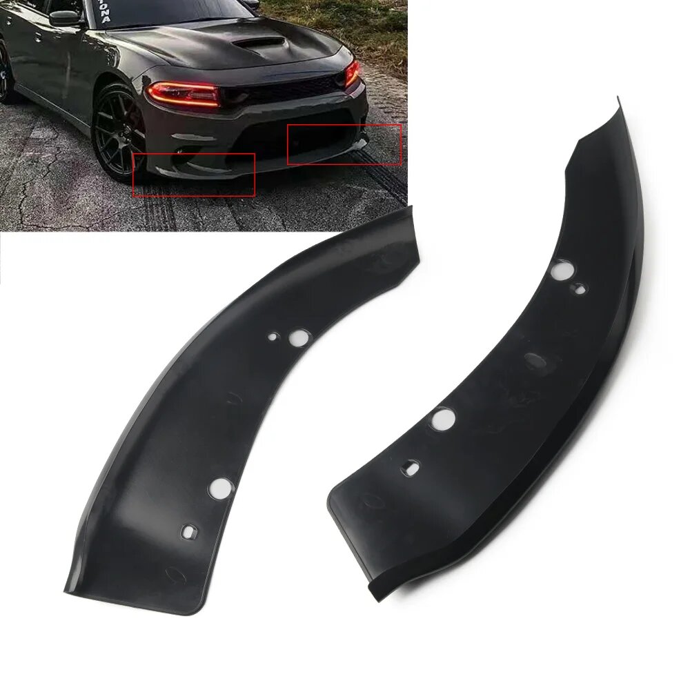 1 пара переднего бампера автомобиля, сплиттер, дефлектор для губ, диффузор, спойлер, защита для Dodge Charger SRT Scat Pack 2015-2019 Black