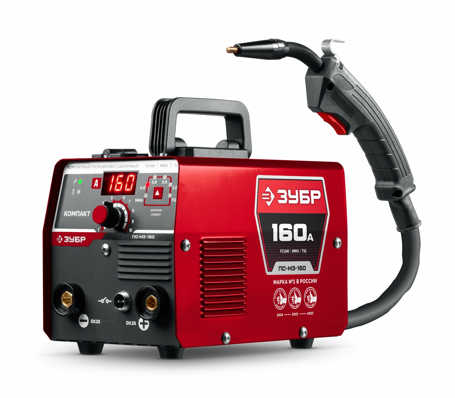 ЗУБР компакт, FCAW, MMA, TIG, 160 А, полуавтомат сварочный, без газа, горелка ПС-160 (ПС-М3-160)