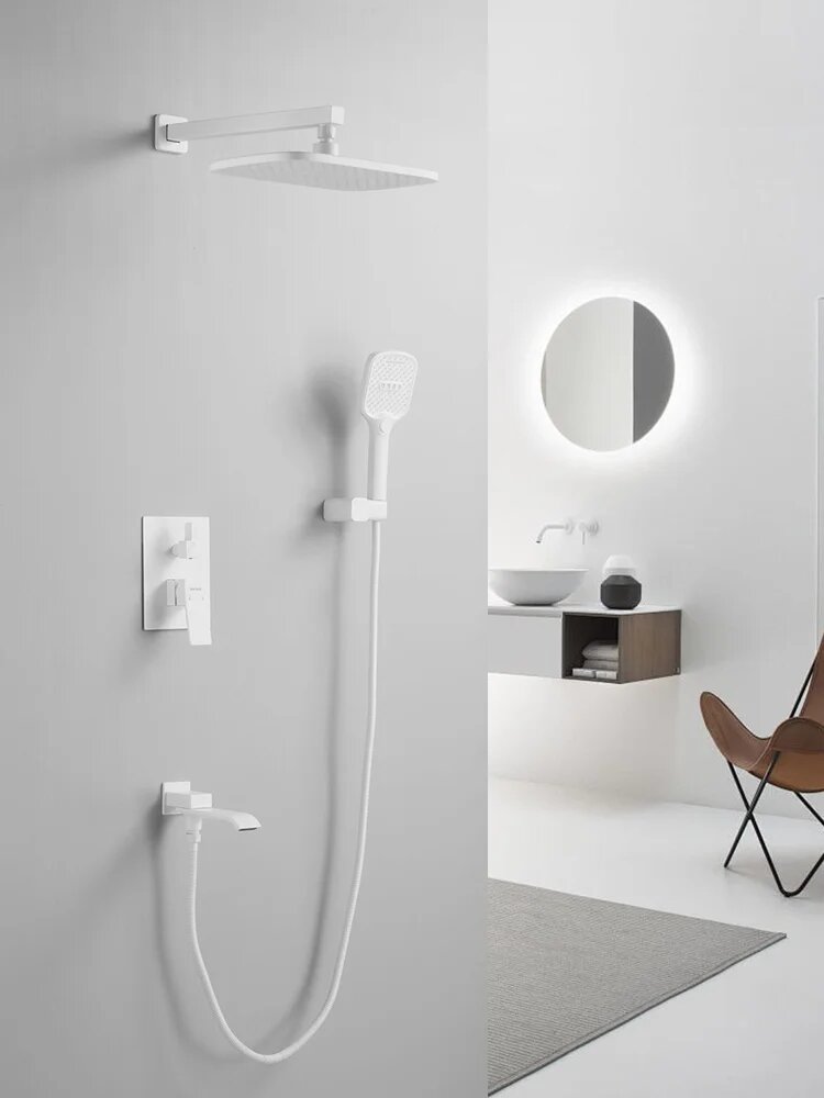 Душевая система / Тропический душ со смесителем встраиваемая Shevanik S4035C, белый