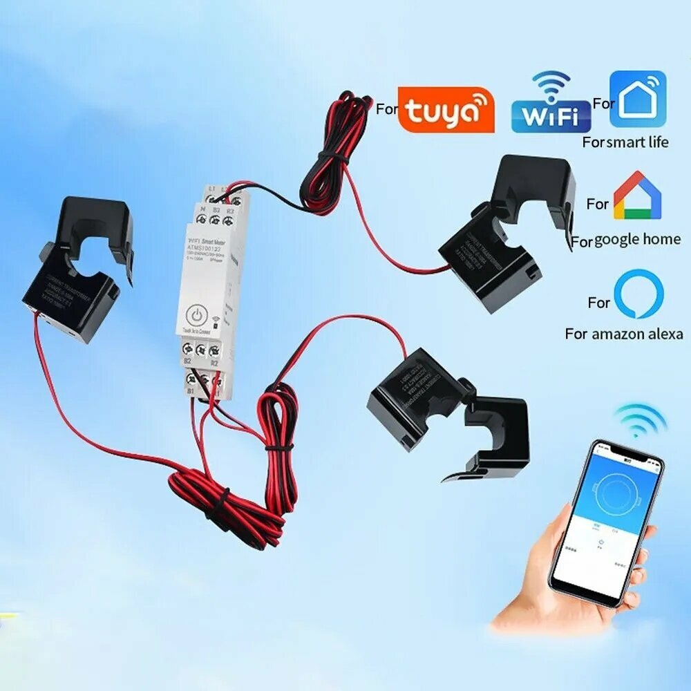 Для Tuya 3-Фазный Интеллектуальный Счетчик Энергии Power Monitor с трансформатором Тока