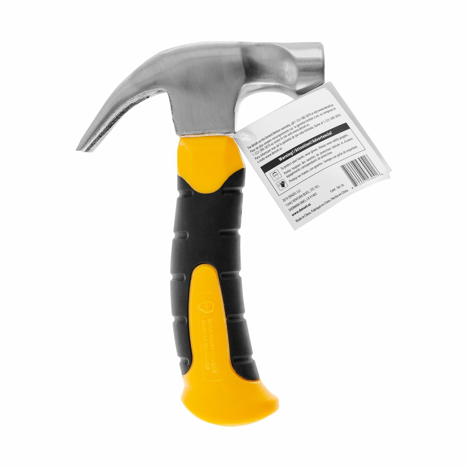 Молоток-гвоздодер мини боек с магнитом фибергласовая двухкомпонентная рукоятка 9oz 250г// Denzel, 7710443