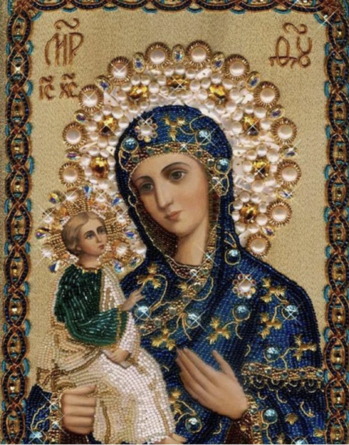 Алмазная мозаика большая, Образ Богородицы, Алмазная мозаика, 70х100 см, без подрамника, полная выкладка
