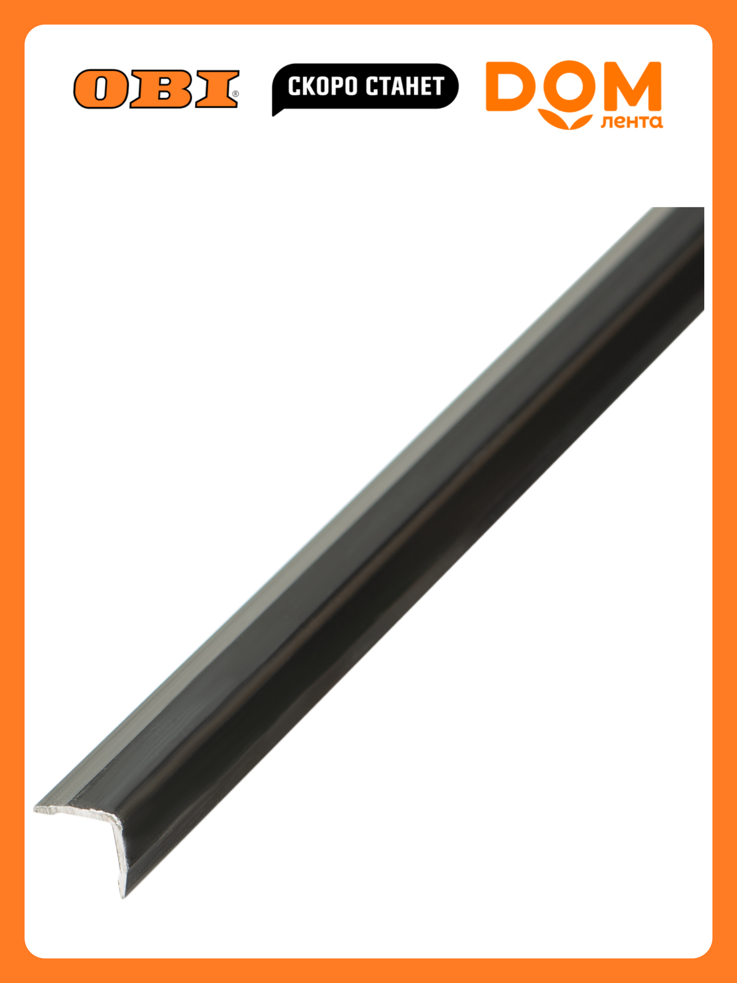 Уголок равнополочный лука черный глянец 2700х10х1,5 мм