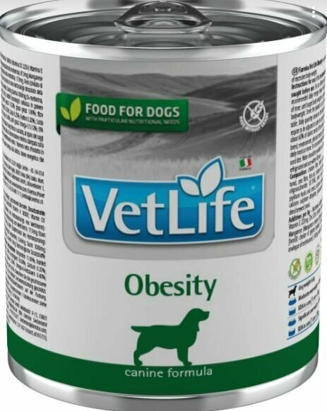 Влажный корм для собак Farmina Vet Life Obesity для собак всех пород, для снижения избыточной массы тела, Фармина Вет Лайф лечебный рацион со вкусом курицы, 6шт по 300г
