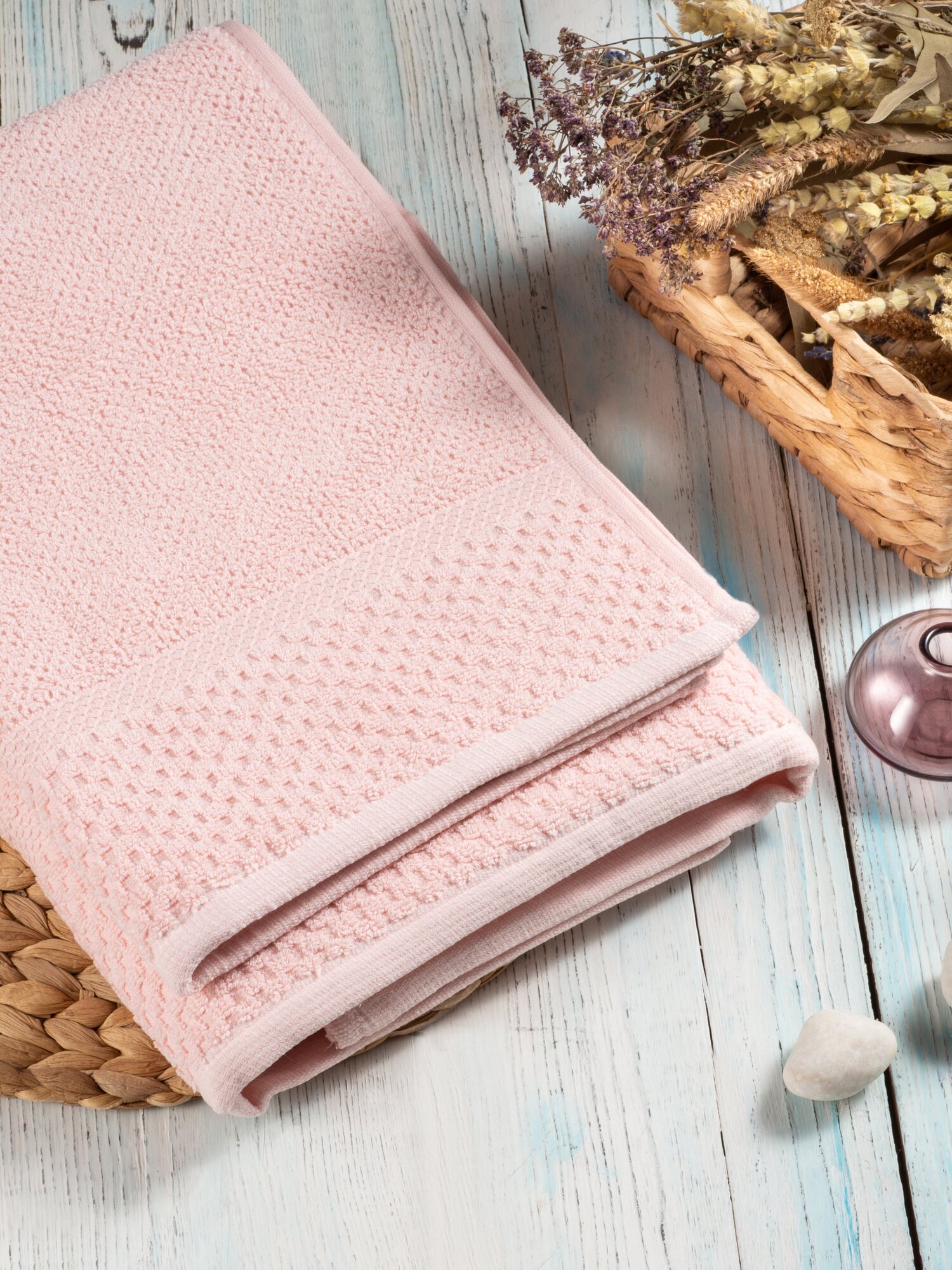 Полотенце махровое PATRIK SAYLI "ELEGANT", 70x140см, розовое, хлопок 100%, Турция