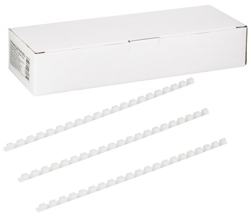 Пружины д/переплета пластиковые 21 кольцо, 8 мм, (белые), 100 шт./уп 1404274