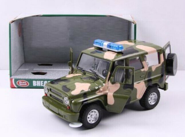Машинка Play Smart внедорожник военный 18 см, свет, звук, откр. передние двери и багажник