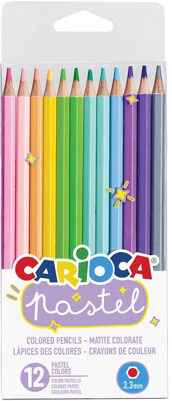 3 шт. Карандаши цветные Carioca "Pastel", 12цв, заточен, ПВХ, европодвес
