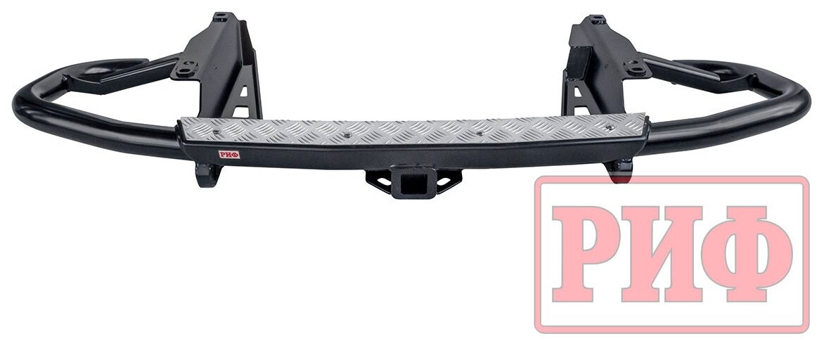 Бампер задний силовой/защита штатного бампера РИФ Toyota Land Cruiser Prado 120 c квадратом под фаркоп