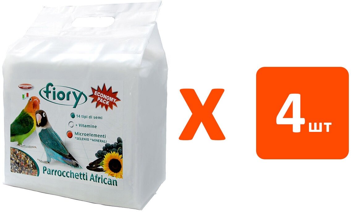 FIORY PARROCCHETTI AFRICAN - Фиори корм для средних попугаев (3,2 кг х 4 шт)