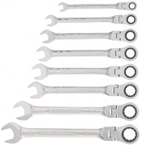 Набор комбинированных ключей Matrix 14898, трещоточных шарнирных 8шт.