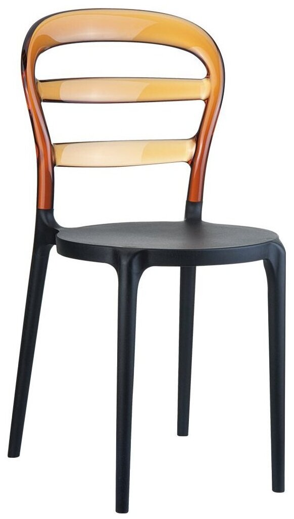 Обеденный стул Siesta Miss Bibi, с прозрачной янтарной спинкой, цвет черный