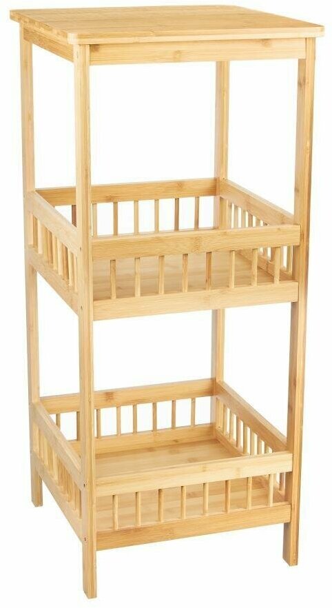 Этажерка 3-х секц прямоуг лоток + полка бамбук 38,5*39,5*86,5см