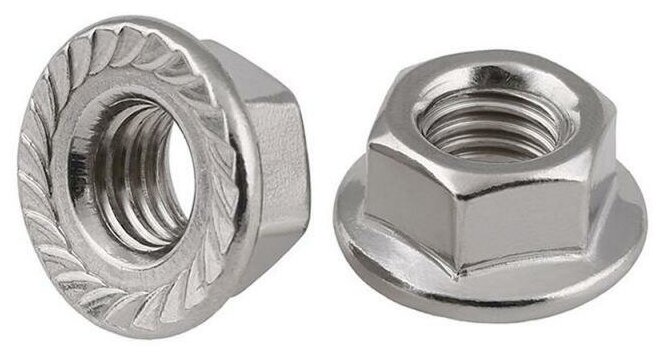 Набор гаек ZITAR шестигранные, с фланцем, резьба М6, DIN 6923, покрытие цинк, 40 шт