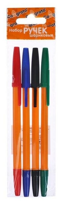 Набор ручек ТероПром 5477643 шариковых 4 цвета диаметр 0,7, 5477643