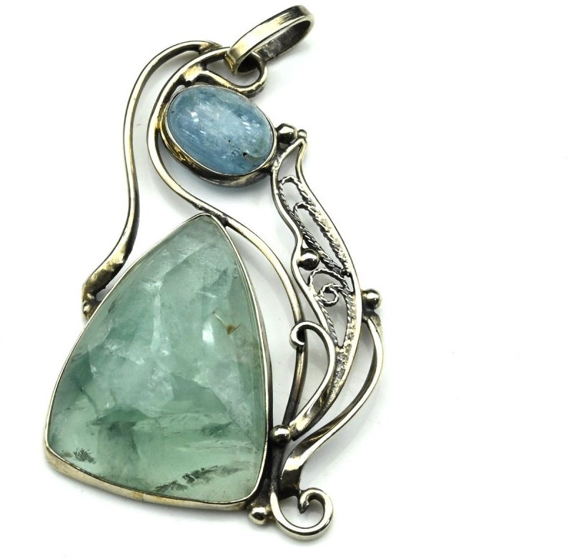 Подвеска, аквамарин, флюорит