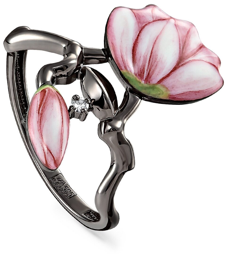 Кольцо, золото, 585 проба, финифть, бриллиант