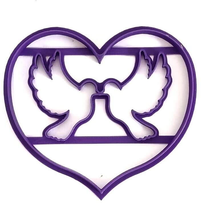 Вырубка штамп для выпечки пряников "Голуби в сердце"