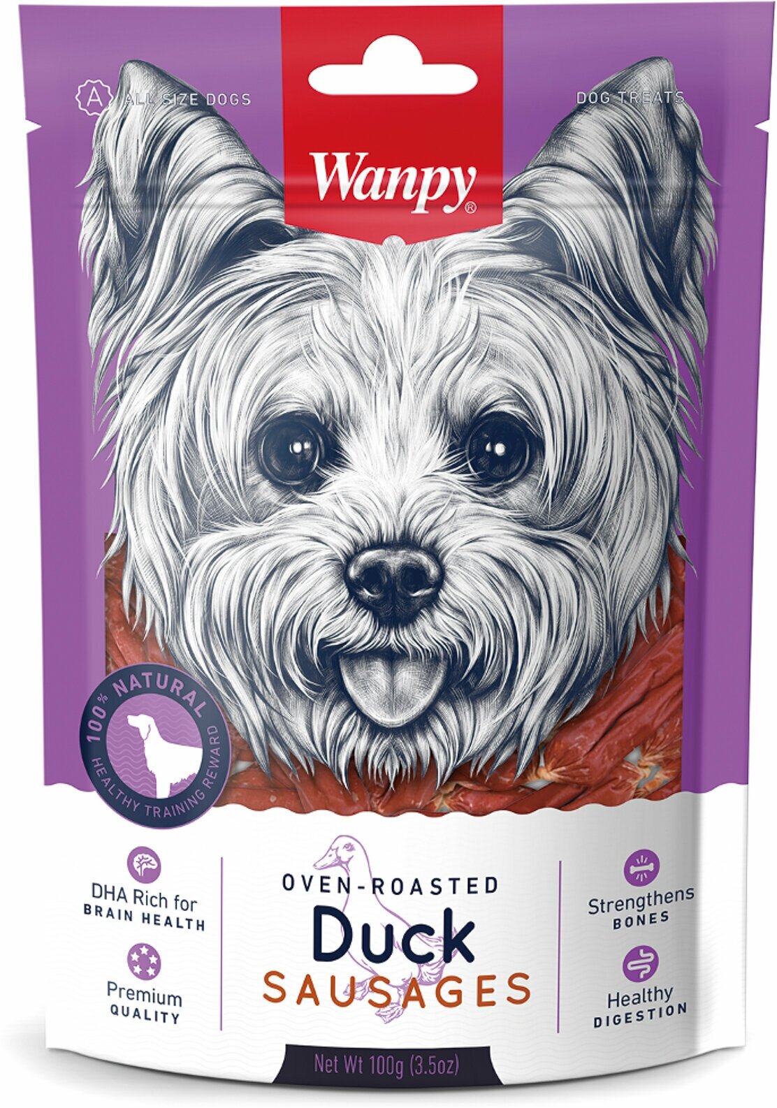 Лакомство Wanpy утиные сосиски для собак всех пород 100 г