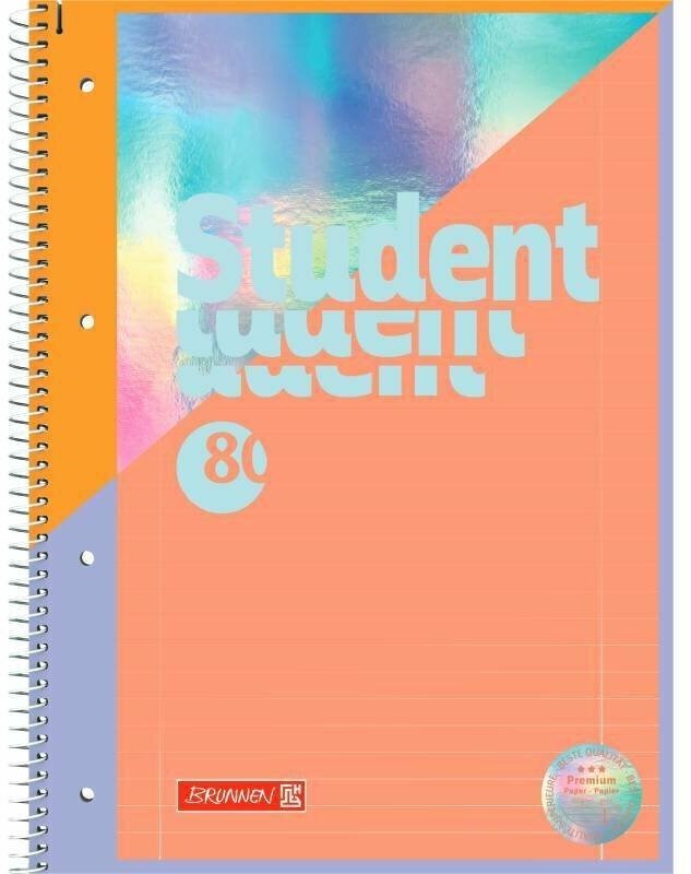 Тетрадь в линейку на пружине, 80 листов, A4 "Колледж Premium Student Калейдоскоп", перфорация, 90 гр/м2 , Brunnen (пр-во Германия)