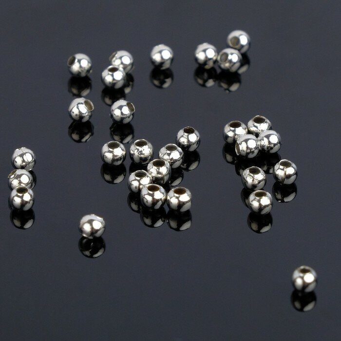 Кримп-зажимная бусина см-370, набор 30 шт. 3.2 мм, цвет серебро, 3 шт.