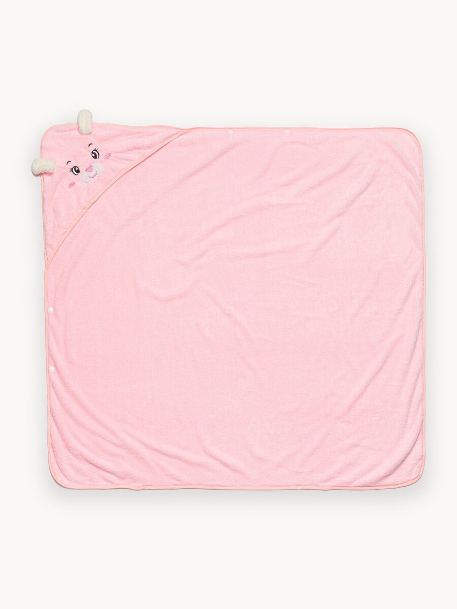 Полотенце-уголок "Ми", для новорожденных, 100 % микрофибра, розовое