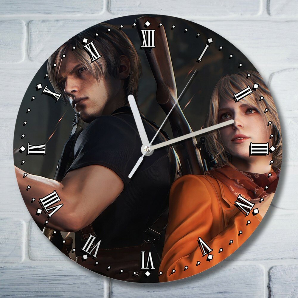 Настенные часы УФ "игра Resident Evil IV (Леон Скотт Кеннеди, красная трава, Ада Вонг, Эшли, PC, PS, SWITCH, XBOX) - 9091"