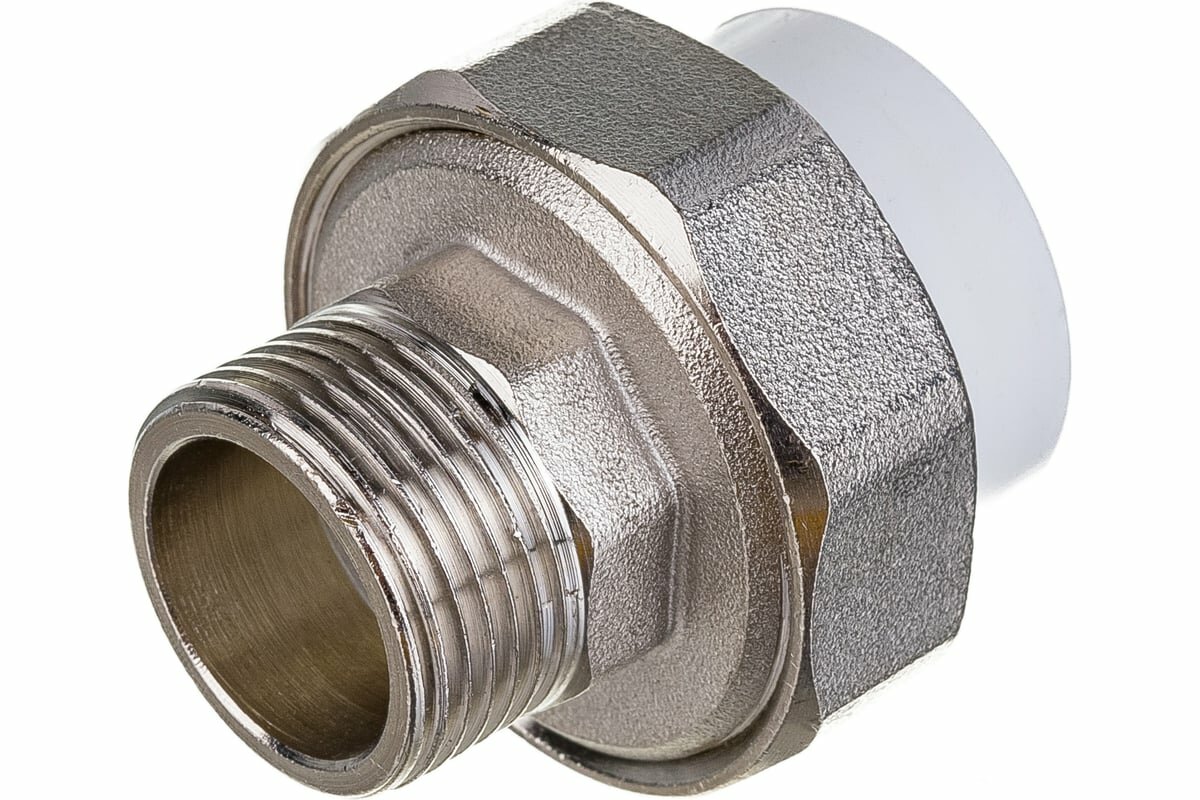 Муфта PRO AQUA PPR 25х3/4, комбинированная, разъемная, наружная резьба, белая