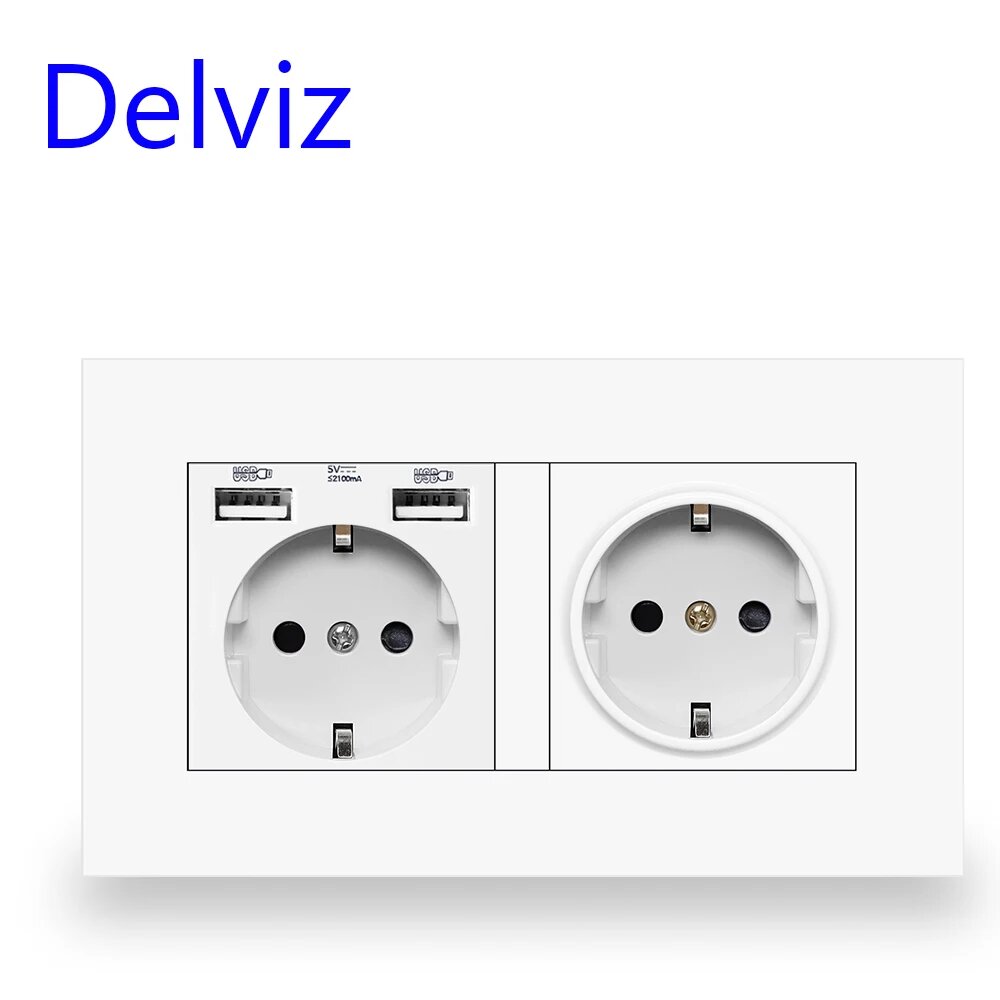 Розетка USB Delviz White (With USB) 16А