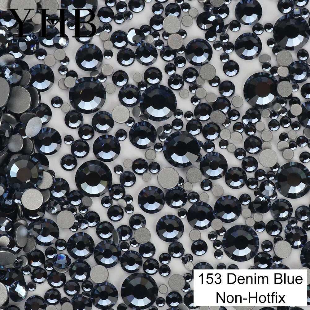 Кристаллы YHB 153 Denim Blue, темно-синий, Non-Hotfix